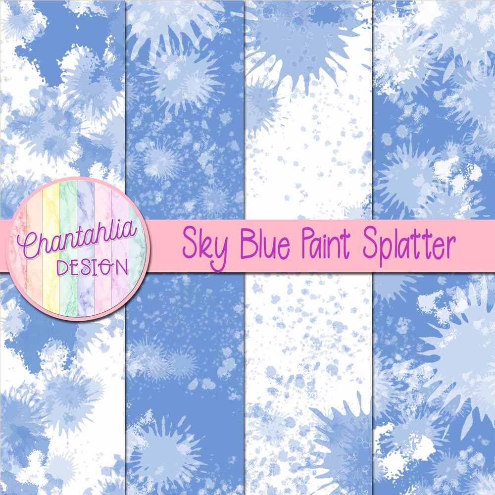 Free Digital Papers featuring Sky Blue Paint Splatter Designs