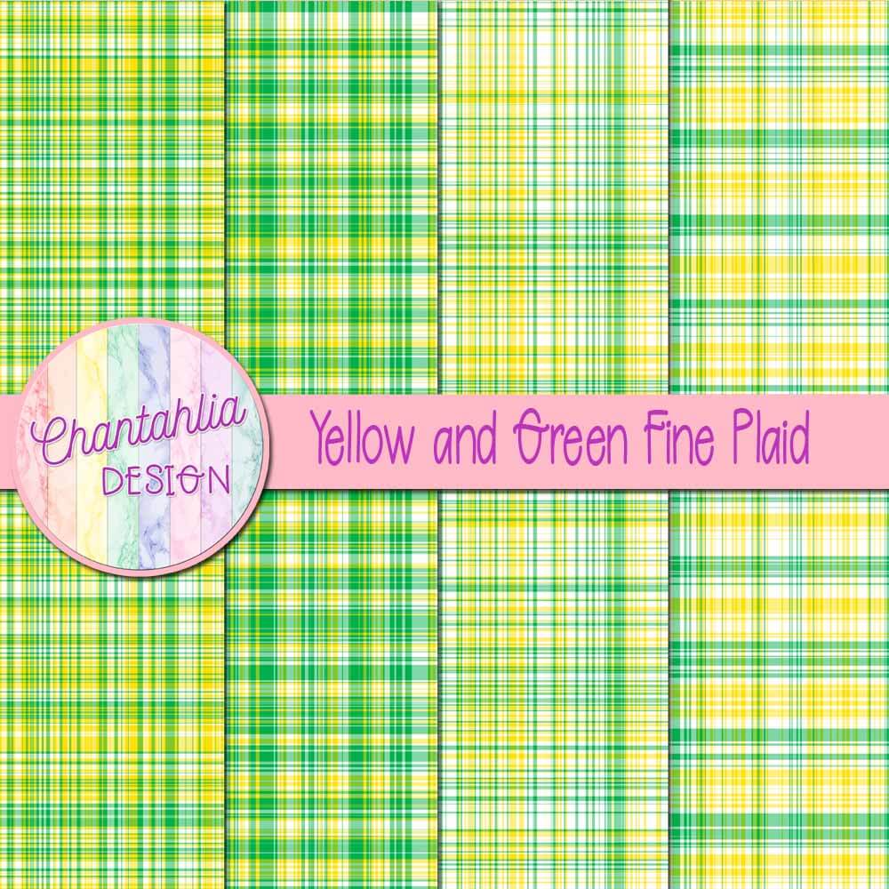 Free Yellow and Green Digital Papers with Fine Plaid Designs