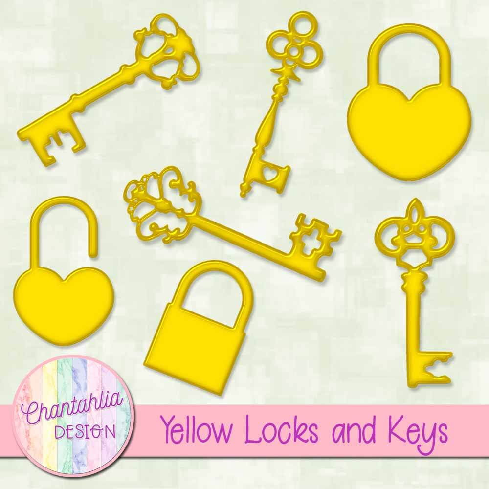 Free Yellow Locks and Keys Design Elements