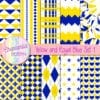 Free Yellow and Royal Blue Digital Papers with Patterned Designs