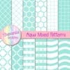 Free Digital Papers featuring Mixed Patterns in Aqua