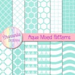 Free Digital Papers featuring Mixed Patterns in Aqua