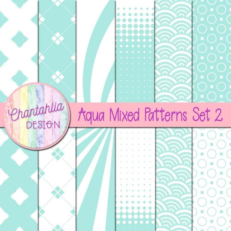 Free Digital Papers featuring Mixed Patterns in Aqua