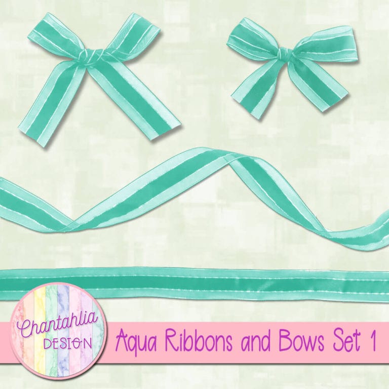 Free Ribbons and Bows Design Elements in Aqua