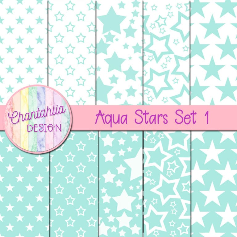 Free Digital Papers featuring Aqua Stars Designs