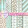 Free Beige and Aqua Digital Papers with Patterned Designs