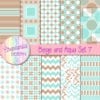 Free Beige and Aqua Digital Papers with Patterned Designs