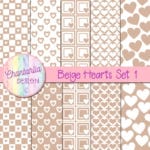 Free Digital Papers featuring Beige Hearts Designs