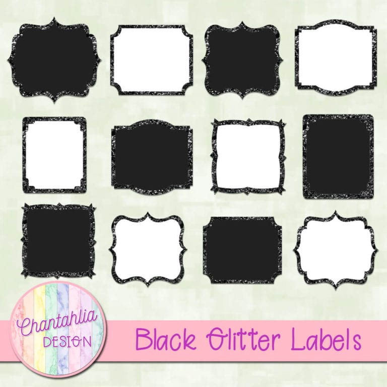 Free Glitter Labels Design Elements in Black