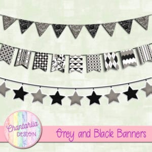 Free Grey and Black Banners for Digital Scrapbooking
