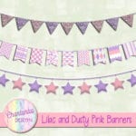 Free Lilac and Dusty Pink Banners for Digital Scrapbooking