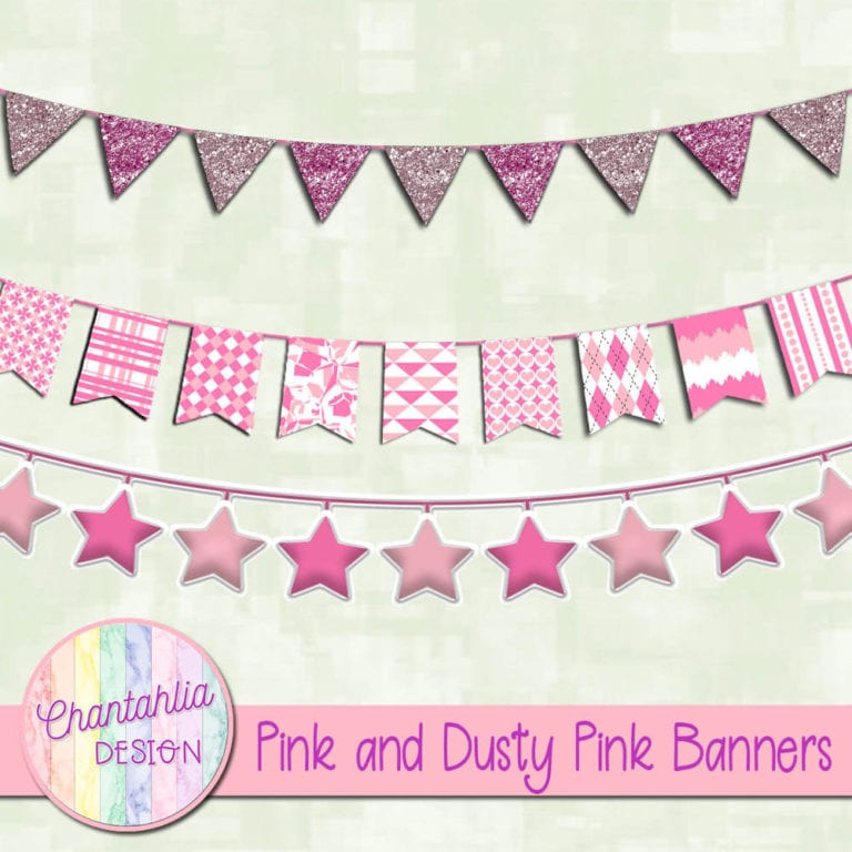 Free Pink and Dusty Free Pink Banners for Digital Scrapbooking