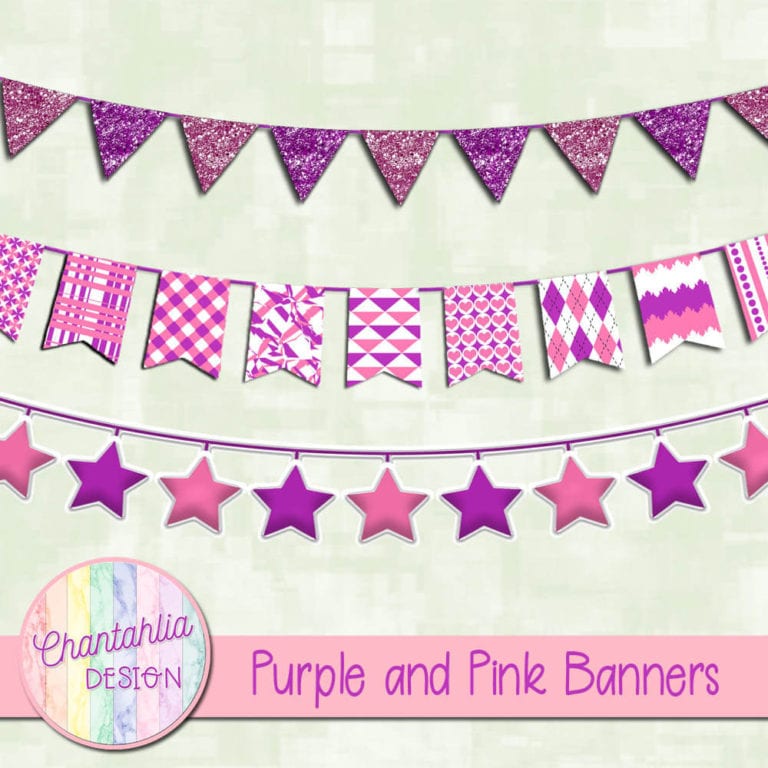 Free Purple and Pink Banners for Digital Scrapbooking