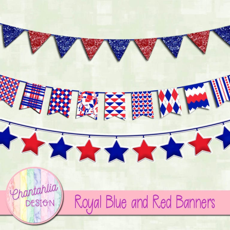 Free Royal Blue and Red Banners for Digital Scrapbooking