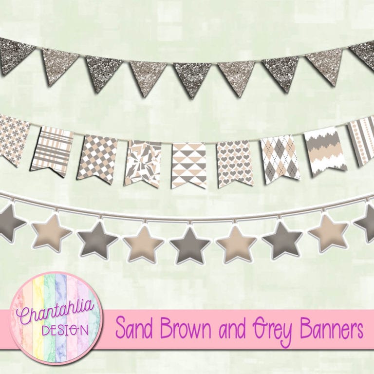 Free Sand Brown and Grey Banners for Digital Scrapbooking