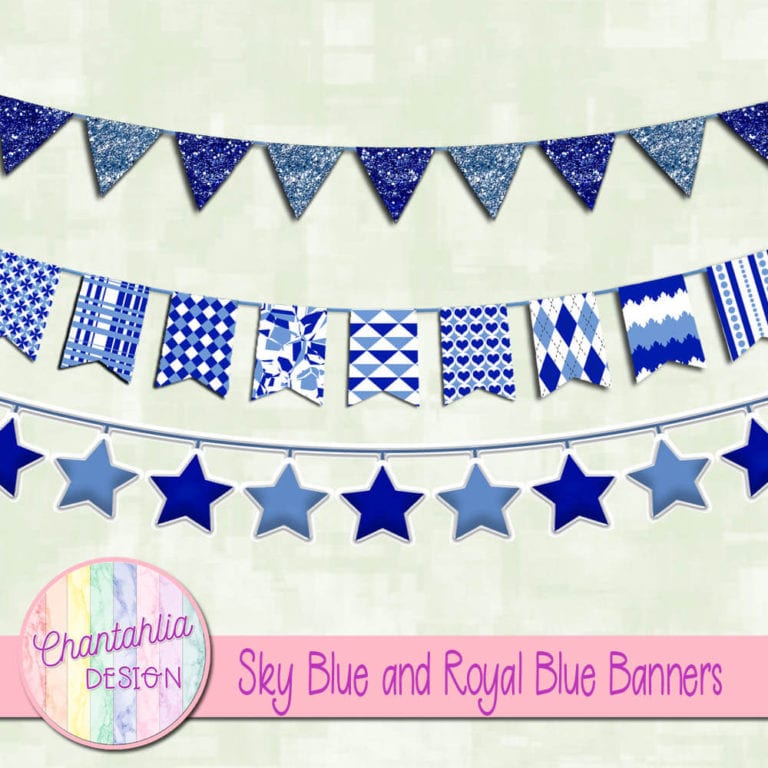 Free Sky Blue and Royal Blue Banners for Digital Scrapbooking