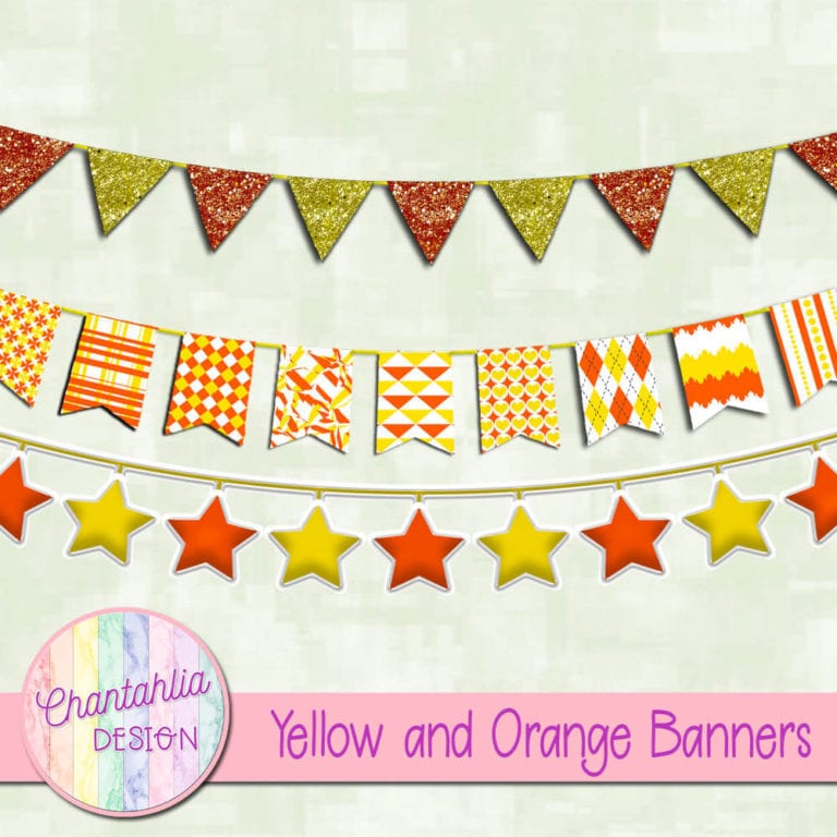 Free Yellow and Orange Banners for Digital Scrapbooking