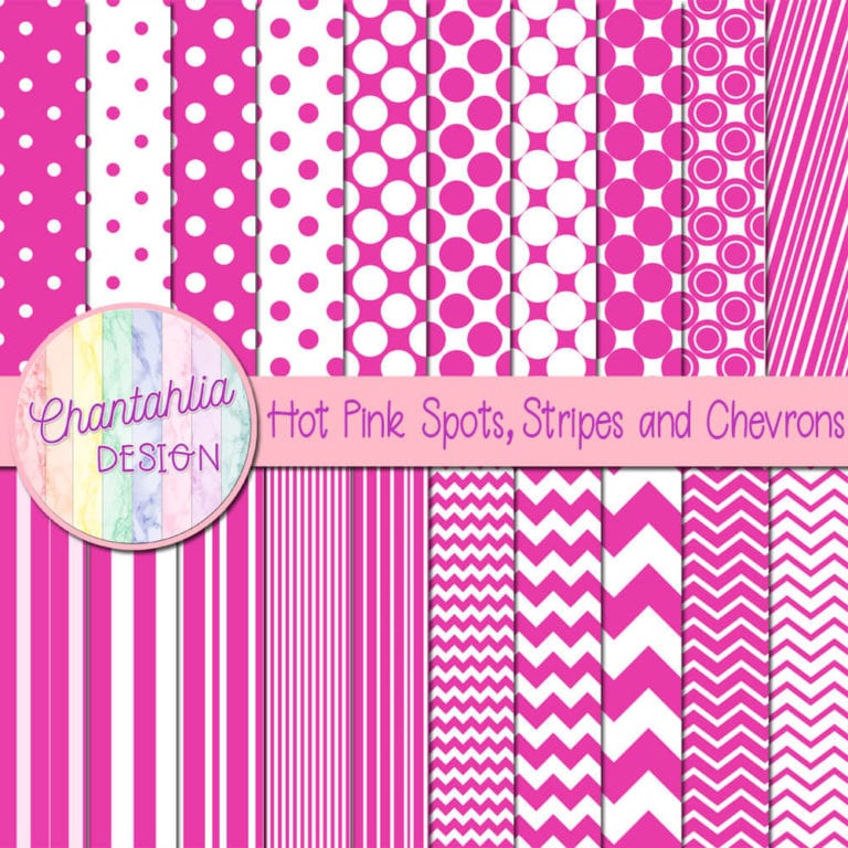 Free Digital Papers featuring Hot Pink Spots, Stripes and Chevrons Designs
