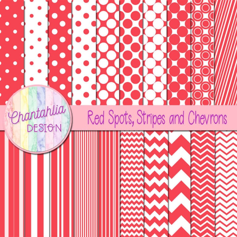 Free Digital Papers featuring Red Spots, Stripes and Chevrons Designs