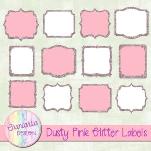 Free Glitter Labels Design Elements in Dusty Pink
