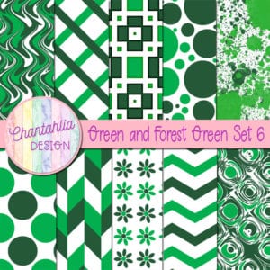 Free Green and Forest Green Digital Papers with Patterned Designs