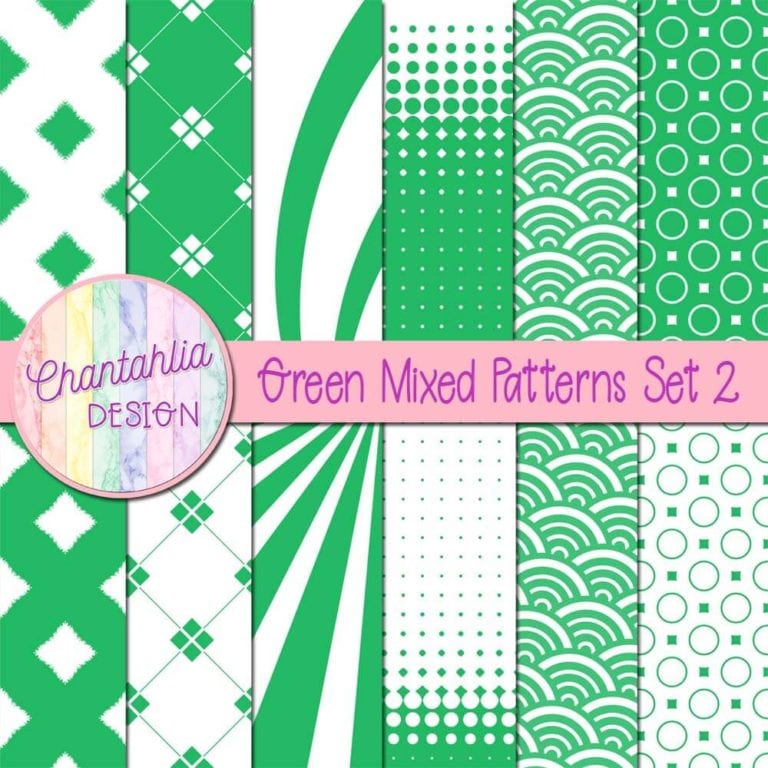 Free Digital Papers featuring Mixed Patterns in Green