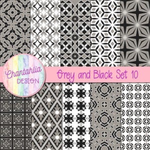 Free Grey and Black Digital Papers with Patterned Designs