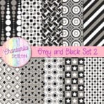 Free Grey and Black Digital Papers with Patterned Designs