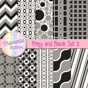 Free Grey and Black Digital Papers with Patterned Designs