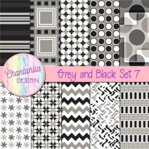 Free Grey and Black Digital Papers with Patterned Designs