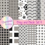 Free Grey and Black Digital Papers with Patterned Designs