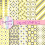 Free Grey and Daffodil Digital Papers with Patterned Designs