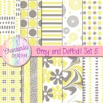 Free Grey and Daffodil Digital Papers with Patterned Designs