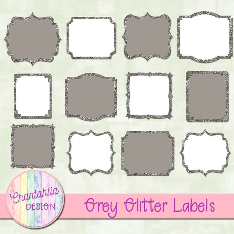 Free Glitter Labels Design Elements in Grey