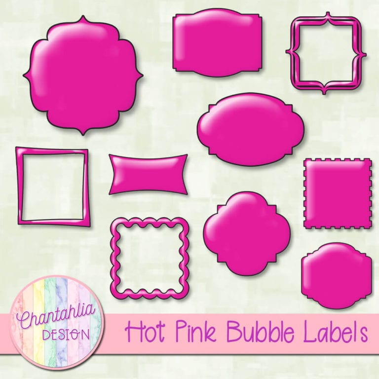 Free Bubble Labels Design Elements in Hot Pink