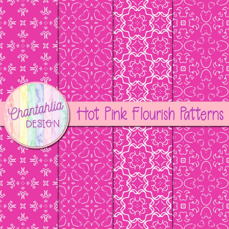 Free Digital Papers featuring Hot Pink Flourish Designs