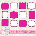 Free Glitter Labels Design Elements in Hot Pink