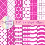 Free Digital Papers featuring Mixed Patterns in Hot Pink