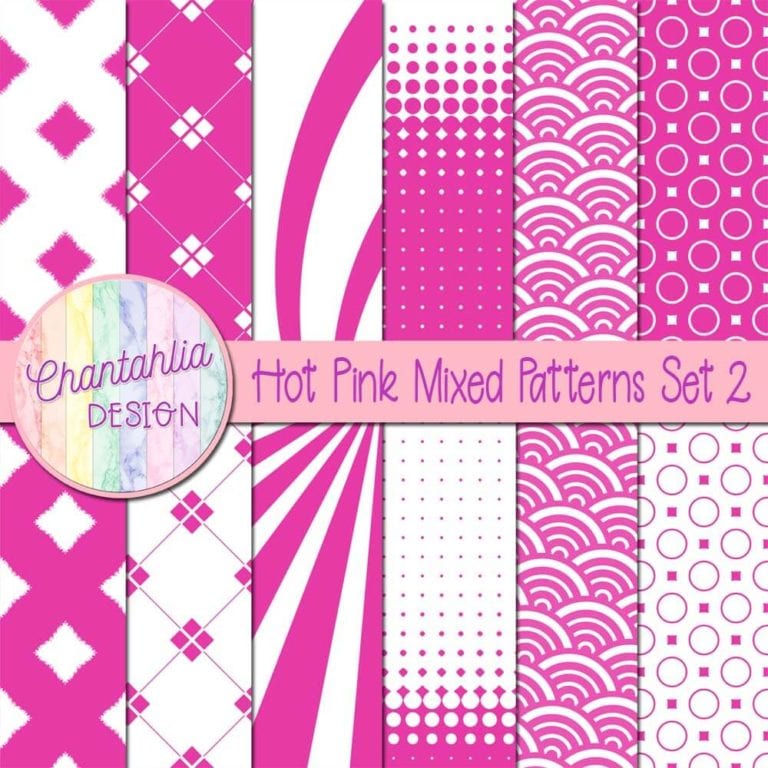 Free Digital Papers featuring Mixed Patterns in Hot Pink