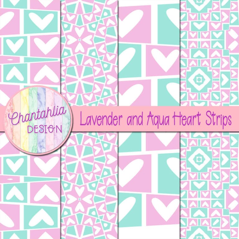 Free Grey and Black Digital Papers with Heart Strips Designs