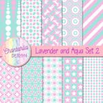 Free Lavender and Aqua Digital Papers with Patterned Designs