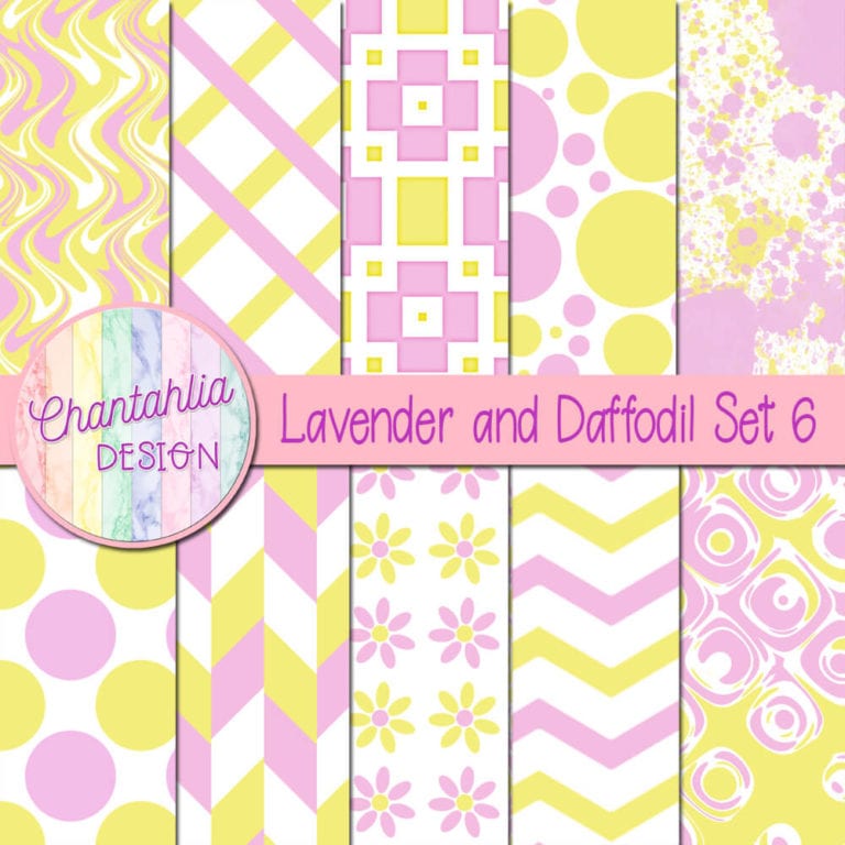 Free Lavender and Daffodil Digital Papers with Patterned Designs