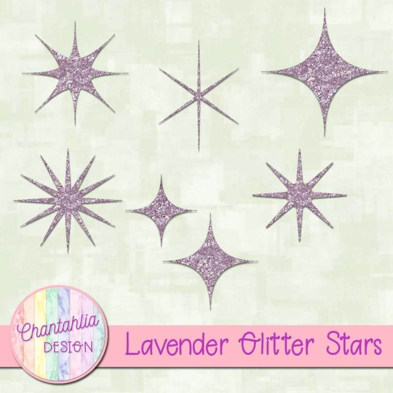 Free Glitter Stars Design Elements in Lavender