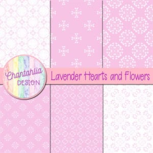 Free Digital Papers featuring Lavender Hearts and Flowers Designs