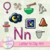 Beginning Sounds Letter N Clip Art - Chantahlia Design