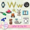 Beginning Sounds Letter W Clip Art - Chantahlia Design