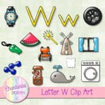 Beginning Sounds Letter W Clip Art - Chantahlia Design