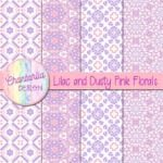 Free Lilac and Dusty Pink Digital Papers with Florals Designs