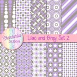 Free Lilac and Grey Digital Papers with Patterned Designs