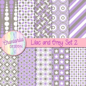 Free Lilac and Grey Digital Papers with Patterned Designs